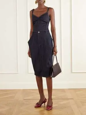 Jacquemus Cubisto De Nimes Cotton-blend Denim Midi Skirt
