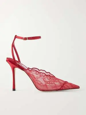 JIMMY CHOO Faiz 100 Scalloped Lace Pumps