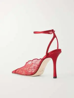 JIMMY CHOO Faiz 100 Scalloped Lace Pumps