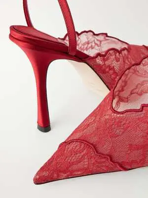 JIMMY CHOO Faiz 100 Scalloped Lace Pumps