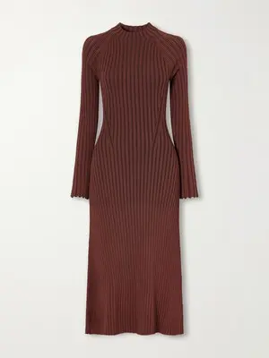 Proenza Schouler Roux Ribbed Midi Dress - Copper