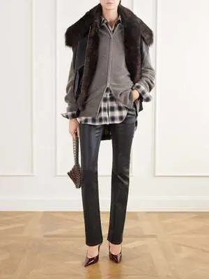 Rabanne Shearling-trimmed Leather Jacket