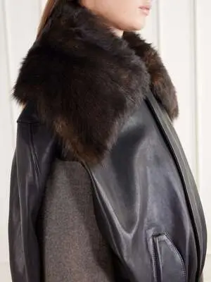 Rabanne Shearling-trimmed Leather Jacket