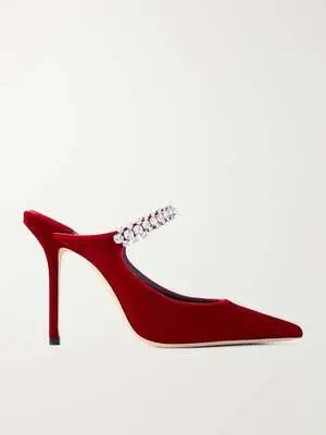 JIMMY CHOO Bing 100 Crystal-embellished Velvet Pumps