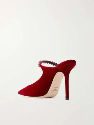 JIMMY CHOO Bing 100 Crystal-embellished Velvet Pumps