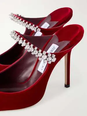 JIMMY CHOO Bing 100 Crystal-embellished Velvet Pumps