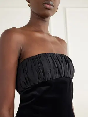 Posse Dean Strapless Ruched Cotton-velvet Top