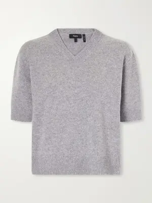 Theory Cropped Cashmere Sweater - Gray