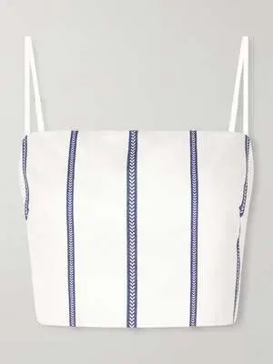 ANDRES OTALORA Tierra Sagrada Cropped Striped Linen-woven Top - Multi
