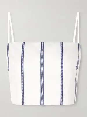 ANDRES OTALORA Tierra Sagrada Cropped Striped Linen-woven Top - Multi