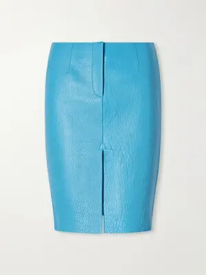 Tove Reeva Textured-leather Knee-length Skirt - Blue