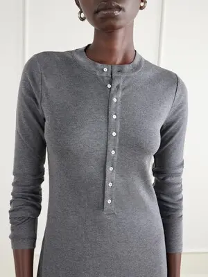 Polo Ralph Lauren Ribbed Lyocell-blend Jersey Henley Midi Dress