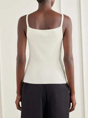Posse Posy Guipure Lace-trimmed Ribbed Cotton-blend Jersey Tank