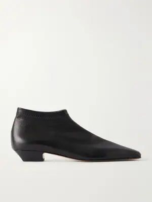 JAMIE HALLER The Stretch Low Paneled Leather Ankle Boots - Black