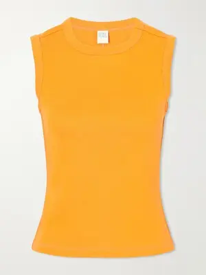 FLORE FLORE Esmé Ribbed Organic Cotton-jersey Tank - Orange