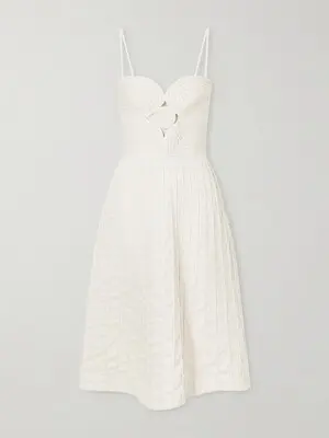 ANDRES OTALORA Terra Cut-out Corded Linen Woven Midi Dress - Neutrals