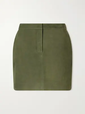 Theory Paneled Suede Mini Skirt - Green