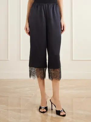 Posse Blake Lace-trimmed Silk-satin Straight-leg Pants