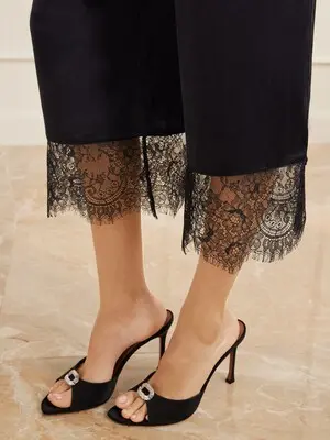 Posse Blake Lace-trimmed Silk-satin Straight-leg Pants