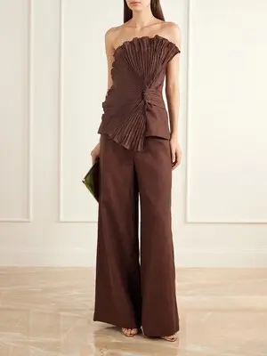 ANDRES OTALORA Salmar Linen-woven Wide-leg Pants