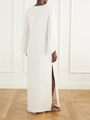 ANDRES OTALORA Velar Embellished Linen Woven Maxi Dress - Neutrals