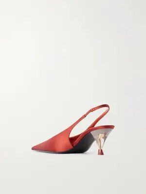 Saint Laurent Fanny 55 Crepe-satin Slingback Pumps