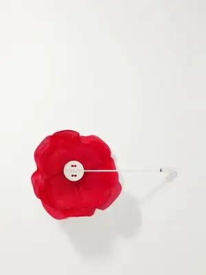Khaite Frankie Floral-appliqué Silk-chiffon Brooch
