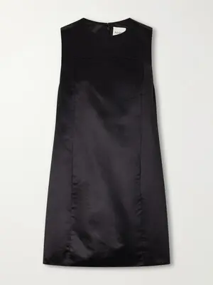 Posse Chester Paneled Cotton And Silk-blend Satin Mini Dress - Black