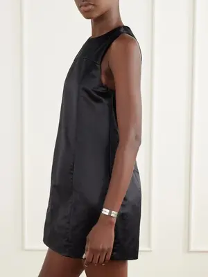 Posse Chester Paneled Cotton And Silk-blend Satin Mini Dress - Black