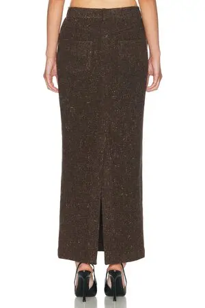 Ralph Lauren Textured Tweed Maxi Pencil Skirt In Brown