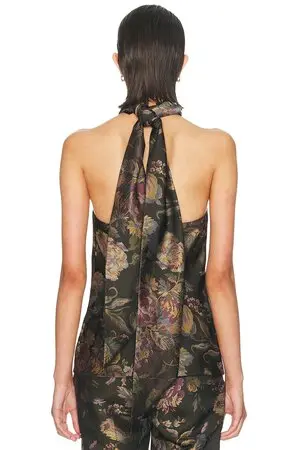 Ralph Lauren Fluid Tapestry Sleeveless Blouse In Brown