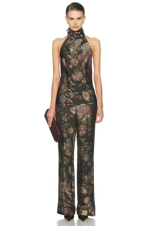 Ralph Lauren Fluid Tapestry Sleeveless Blouse In Brown