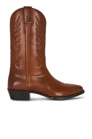 Ralph Lauren Purple Label Burnished Calf Western Boots In Brown