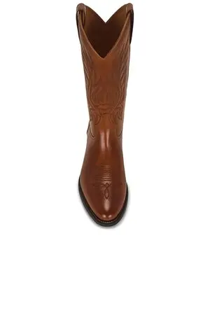 Ralph Lauren Purple Label Burnished Calf Western Boots In Brown