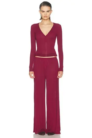 NEGATIVE UNDERWEAR Whipped Henley In Burgundy - Cassis