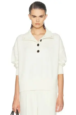Varley Bronya Button Placket Sweater In White