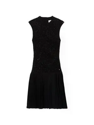 Claudie Pierlot Sequin-embellished Pleated Knitted Dress - Black