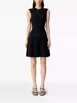 Claudie Pierlot Sequin-embellished Pleated Knitted Dress