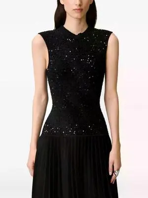Claudie Pierlot Sequin-embellished Pleated Knitted Dress