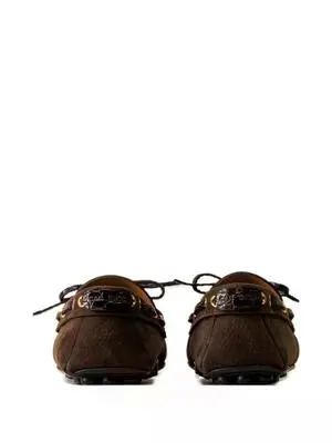 Car Shoe Crocodile-print Leather Boat Shoes - Brown