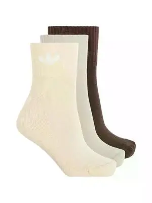 Adidas Logo-embroidered Three-pack Socks - Neutrals