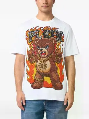 Philipp Plein Round-neck T-shirt Teddy Flames Stones