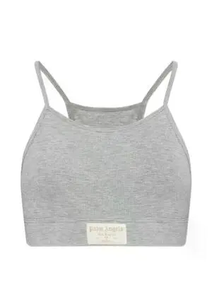Palm Angels Ribbed Logo-patch Top - Grey