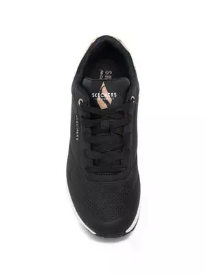 Sketchers Perforated Metallic-panel Sneakers - Black