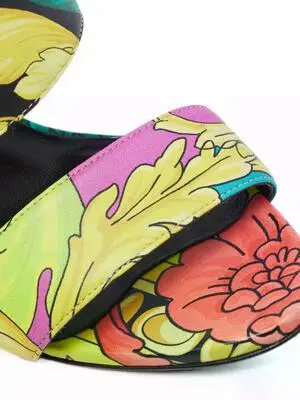 Versace Baroque-print Medusa Slide Heeled Sandals