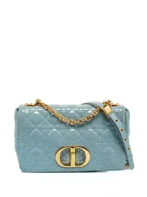 Dior 2022 Medium Caro Cannage Shoulder Bag - Blue