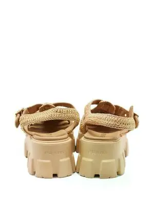 Prada Monolith Raffia Sandals