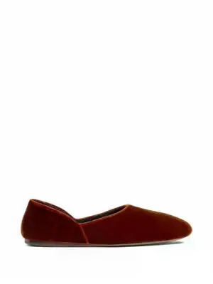 Khaite Jane Ballet Flats In Rust Velvet - Brown