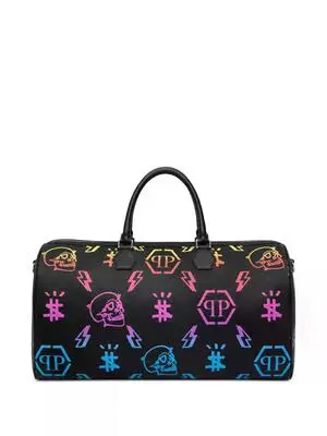 Philipp Plein Leather Travel Bag Rainbow Monogram