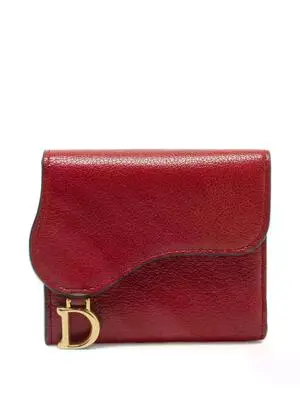 Dior 2023 Saddle Leather Trifold Wallet - Red